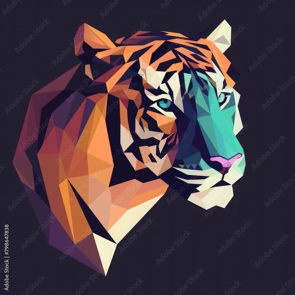 Design a minimalist polygonal tiger logo Emphasize the triangular ...