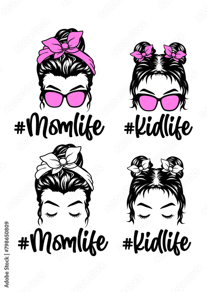 Mom Life & Kid Life | Mother Daughter Messy Bun Hair | Like Mother Like ...