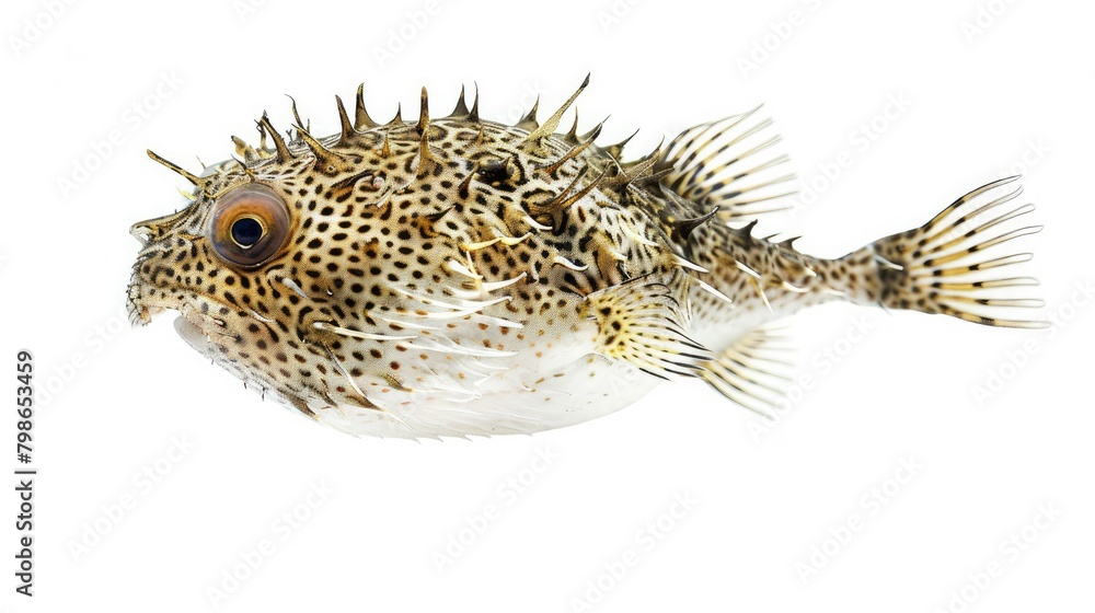 High-Resolution Side View of Pufferfish Isolated on White Background ...
