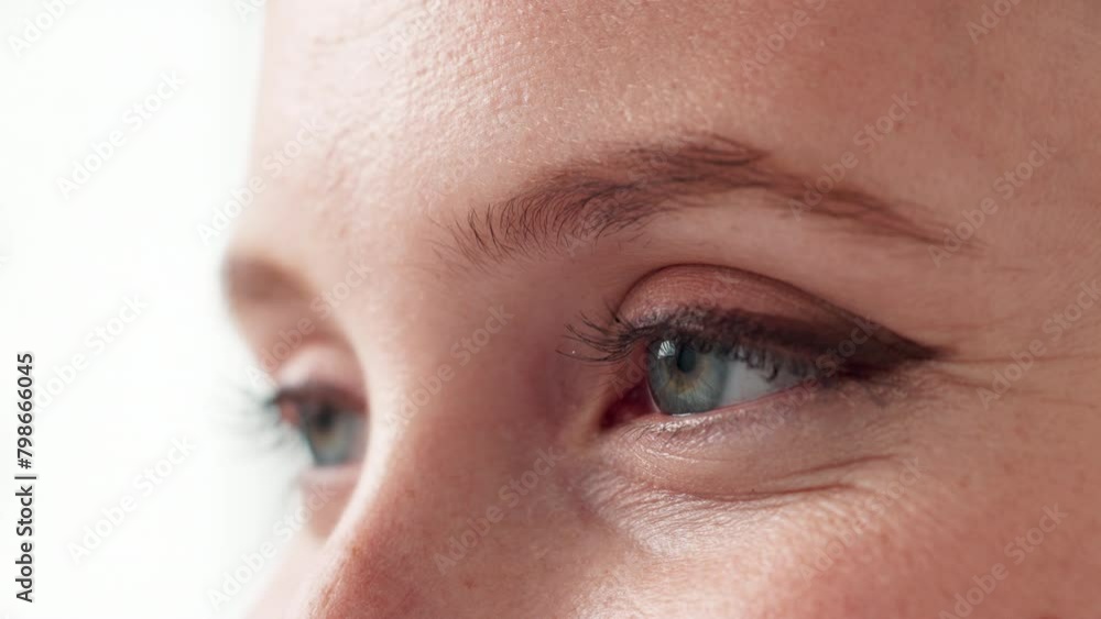 Blinking, eyes and lashes for health of vision, closeup and sight for ...