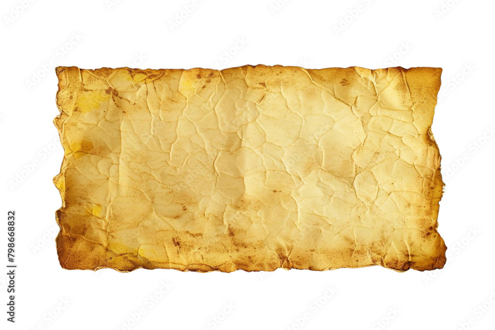 Rectangle without any writing, made of yellowish old paper, vintage ...