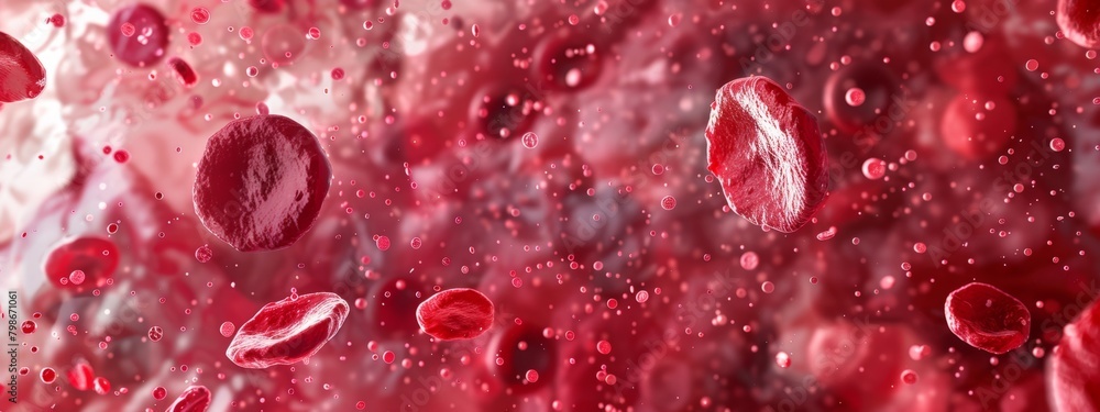 A detailed background featuring a human blood smear with red blood ...
