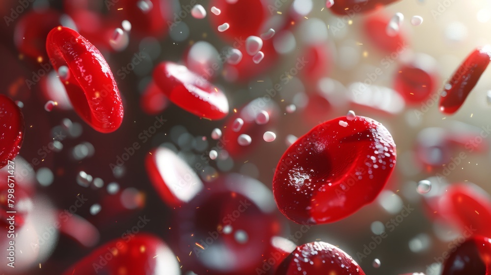 A detailed background featuring a human blood smear with red blood ...