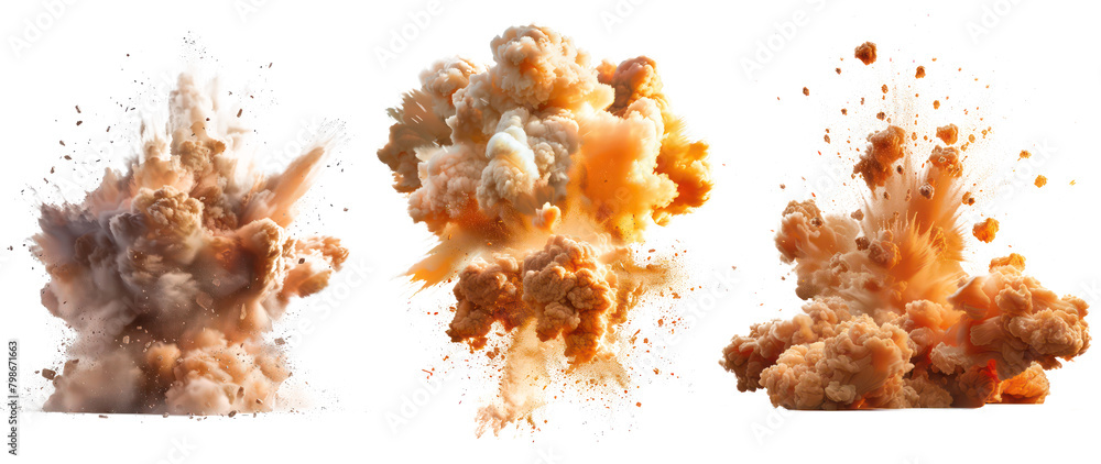 Set of smoke and explosion effect cut out, illustration of a burning ...