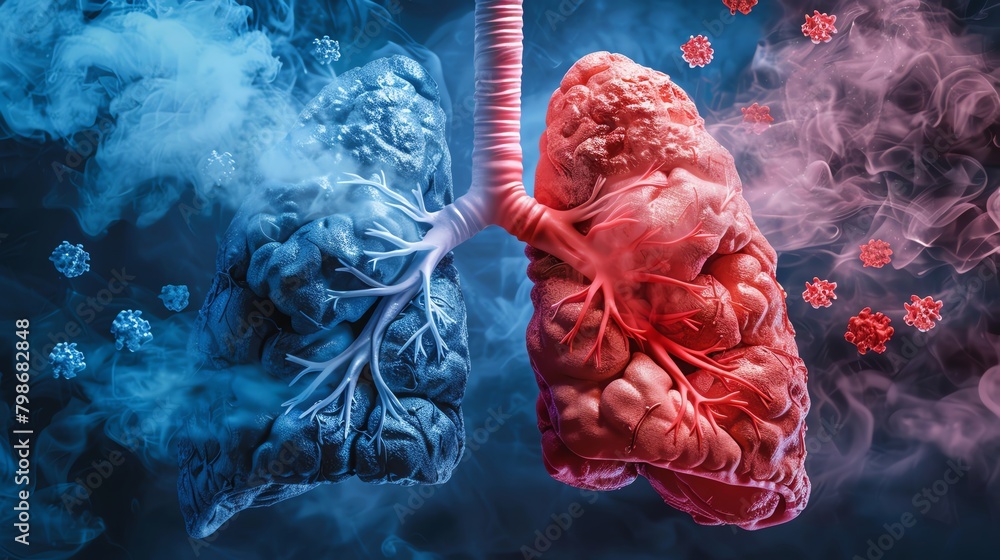 Powerful educational image displaying half healthy lungs and half ...