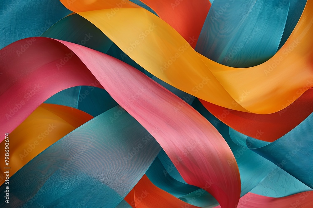 Vibrant Ribbon Twisted Background - Multicoloured Ribbon Curve ...