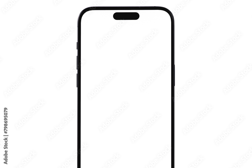 smartphone mockup in a half screen iPhone 15 Pro Max closeup isolated ...