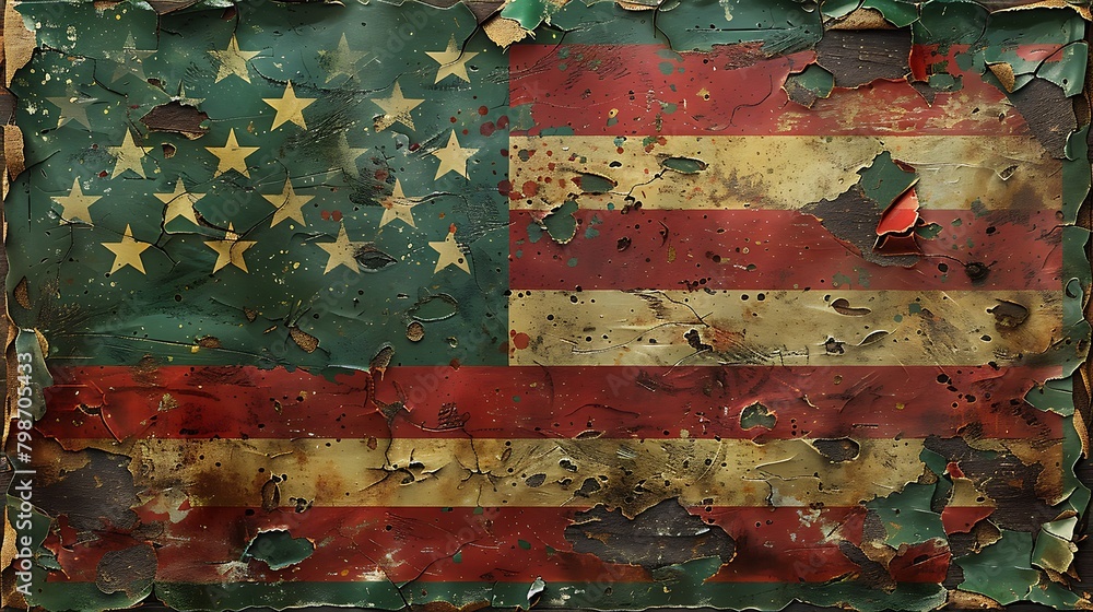 A modern take on the USA flag, designed with eco-friendly green stripes ...
