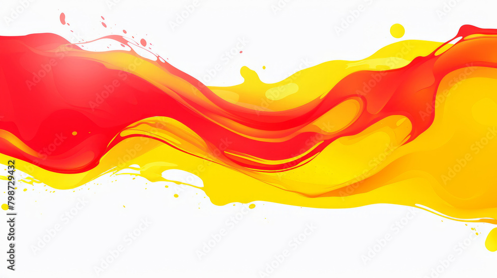 Liquid red and yellow splash isolated on a white background. Stock ...