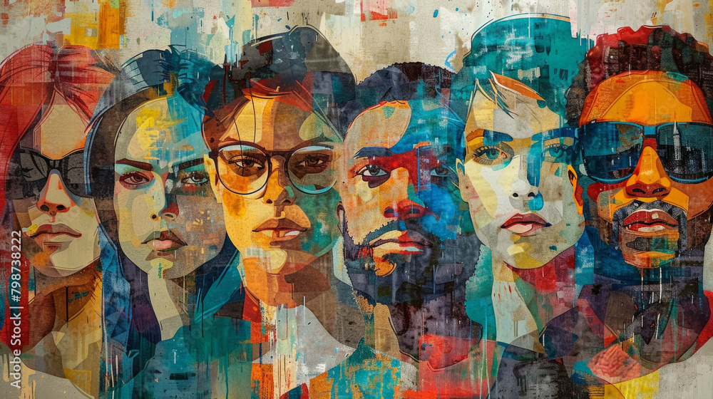 Artistic representation of diversity through various ethnicities and ...