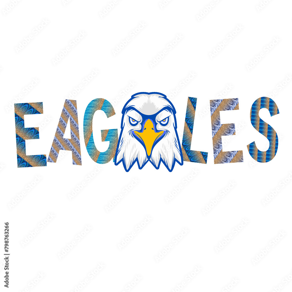 eagles sublimation png, "Eagles Team Mascot with Feather Texture ...