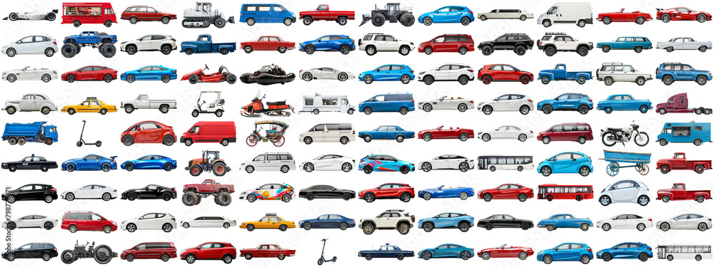 108 cars and various vehicles set of sedan, sports car, super car, bus ...