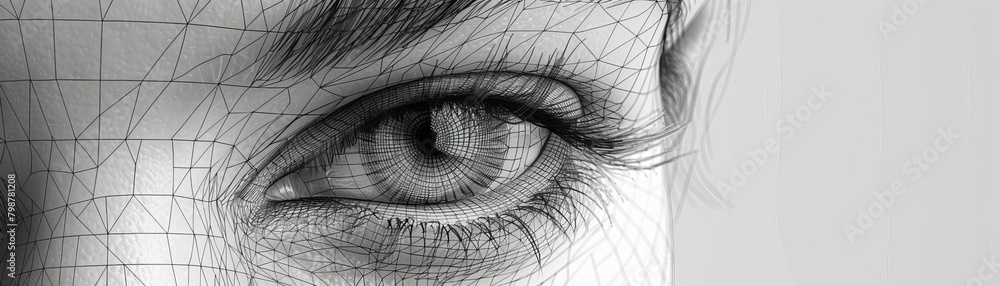 A wireframe representation of a human eye blinking, focusing on eyelid ...
