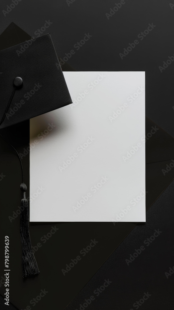 Minimalist aesthetic invitation template for graduation, empty white ...