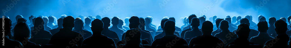 Crowd from behind. Crowd silhouette. Back view of crowd. Back view of ...