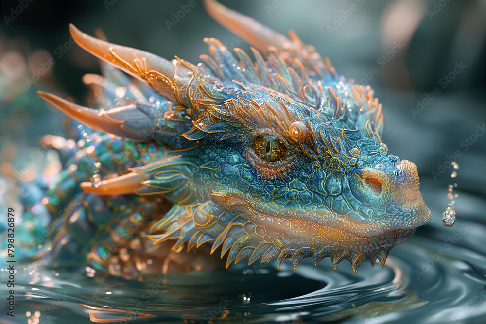 9. Sapphire Dragon's Domain: Beneath the surface of a tranquil lake, a ...