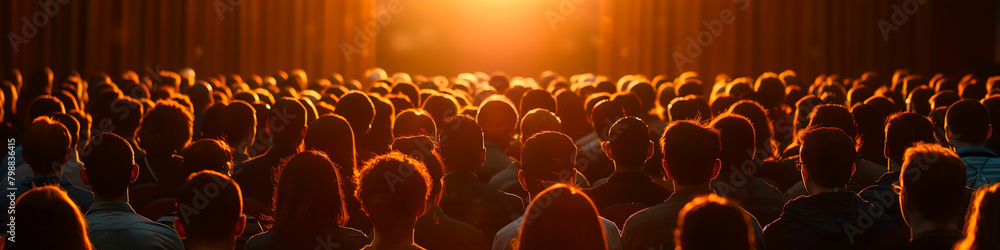 Crowd from behind. Crowd silhouette. Back view of crowd. Back view of ...