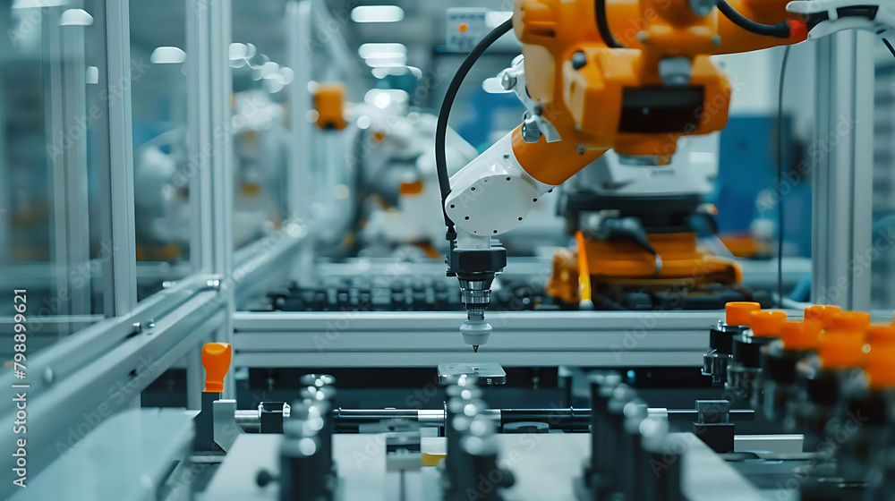 smart manufacturing solutions for the future a factory with a conveyor belt, a machine, and ...