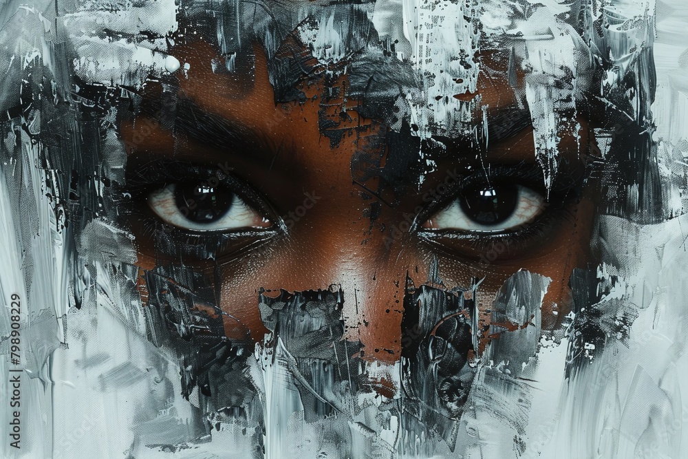Mental health disorder conceptual Generative AI technology portrait ...