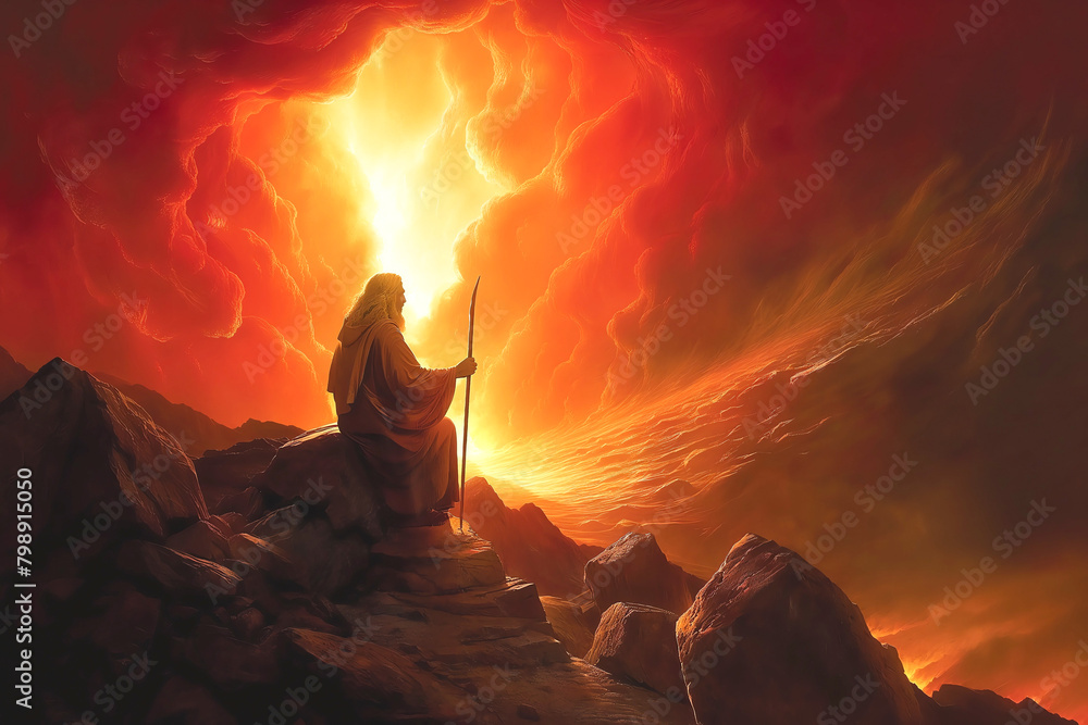 moses the biblical abrahamic prophet on mount sinai received the ten ...