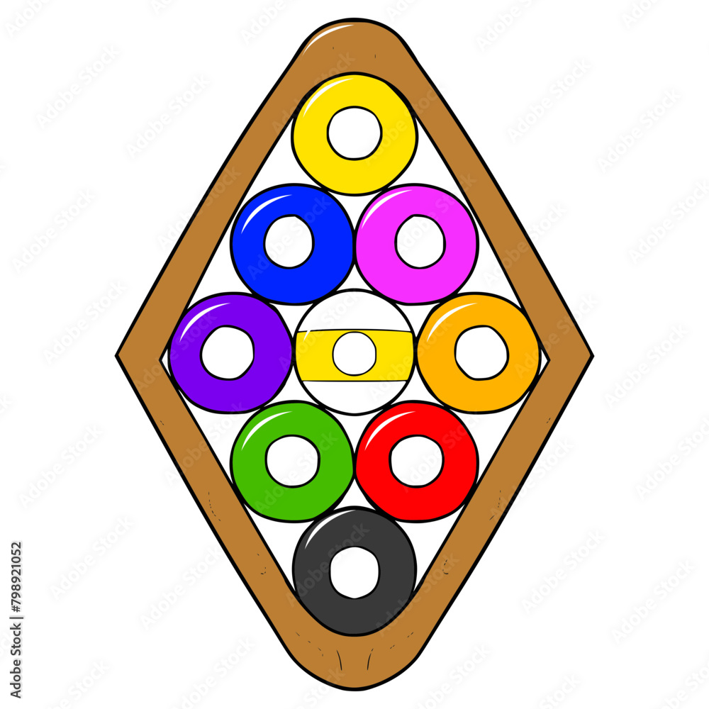 9 ball pool on rack illustration hand drawn isolated vector Stock ...