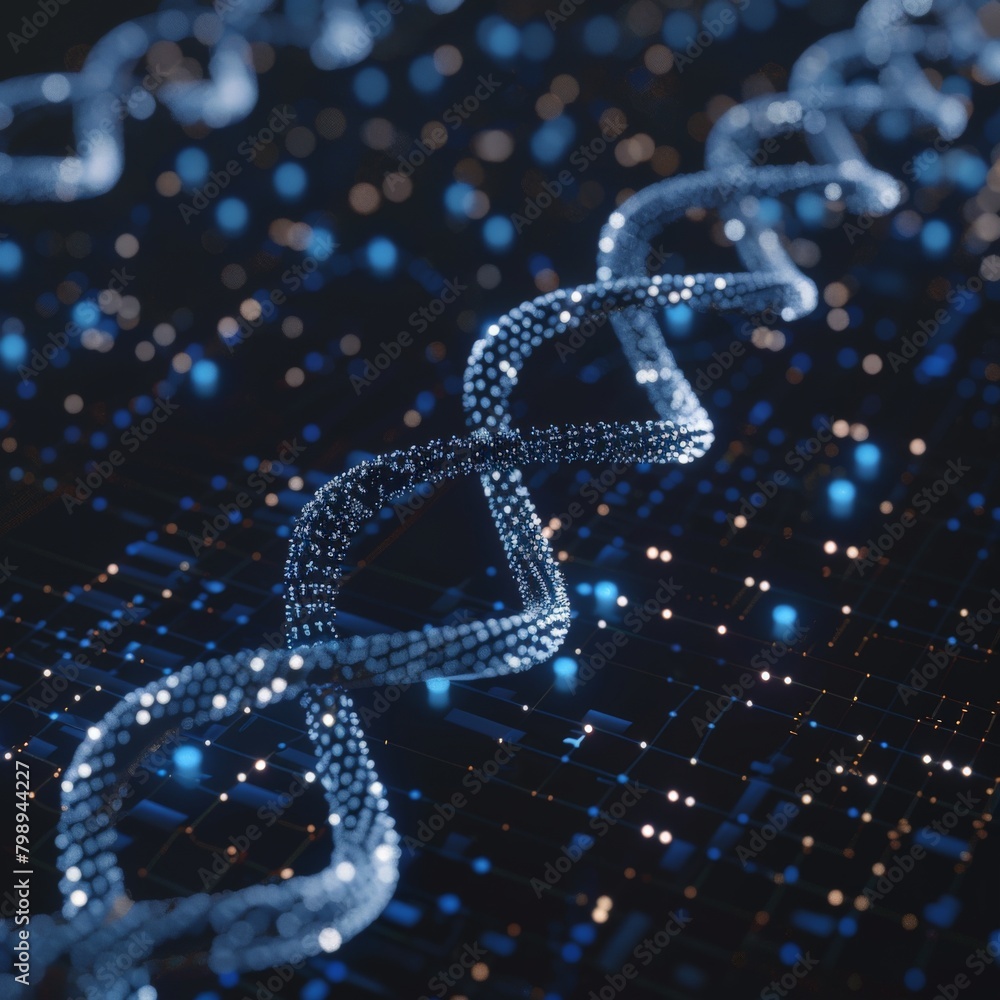 A line of code forming a double helix structure, similar to DNA ...