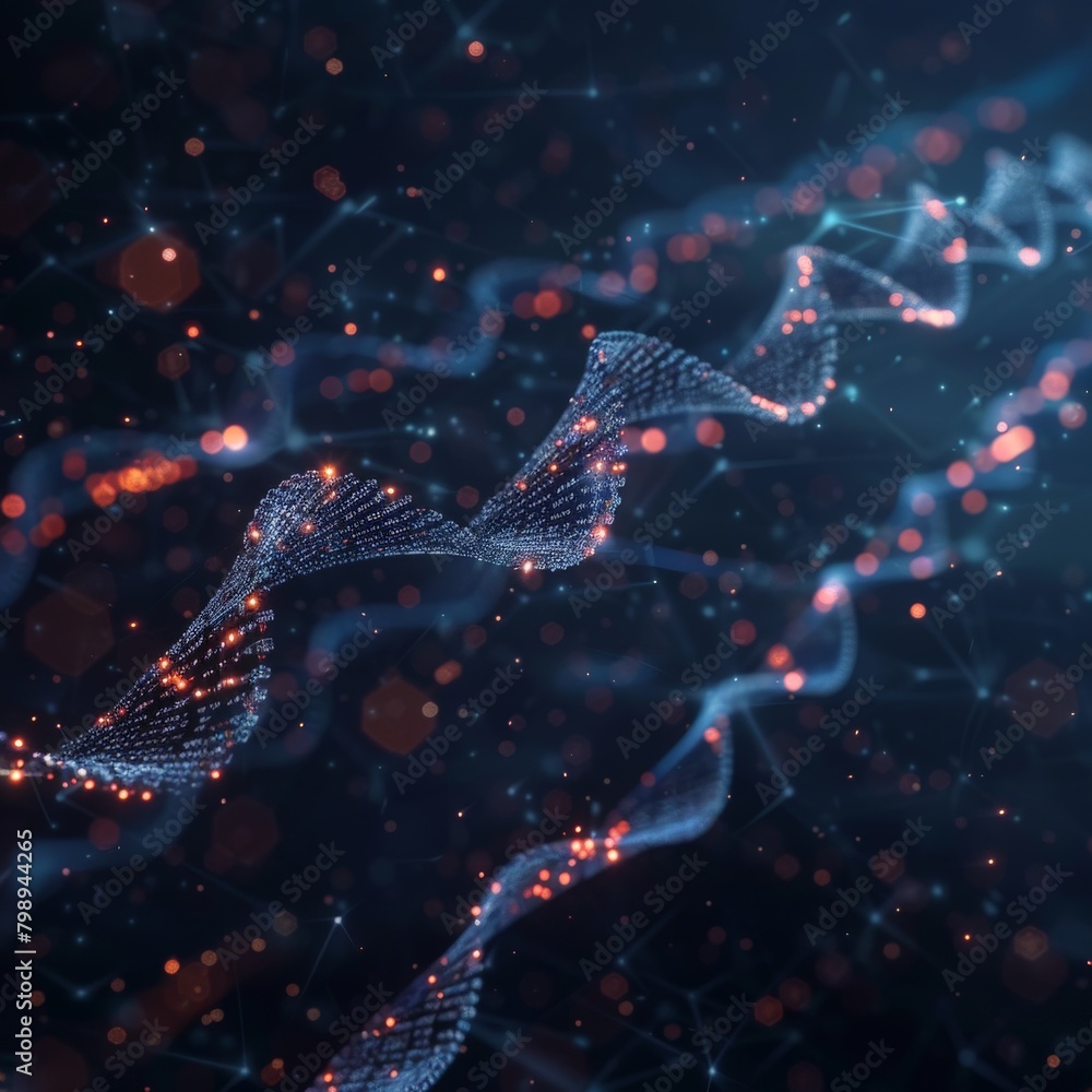 A line of code forming a double helix structure, similar to DNA ...