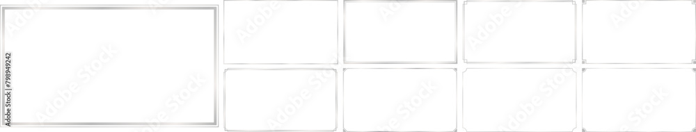 Set of rectangle subtle silver frame with 16x9 scale ratio for card ...