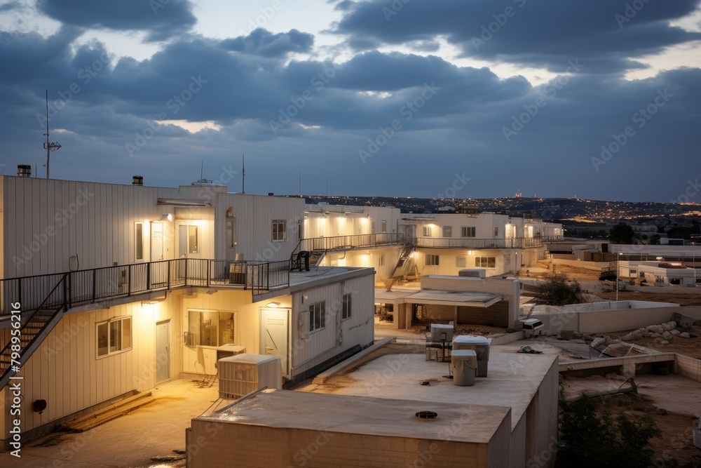 A Comprehensive View of a Refugee or Asylum Seeker Center, Highlighting ...