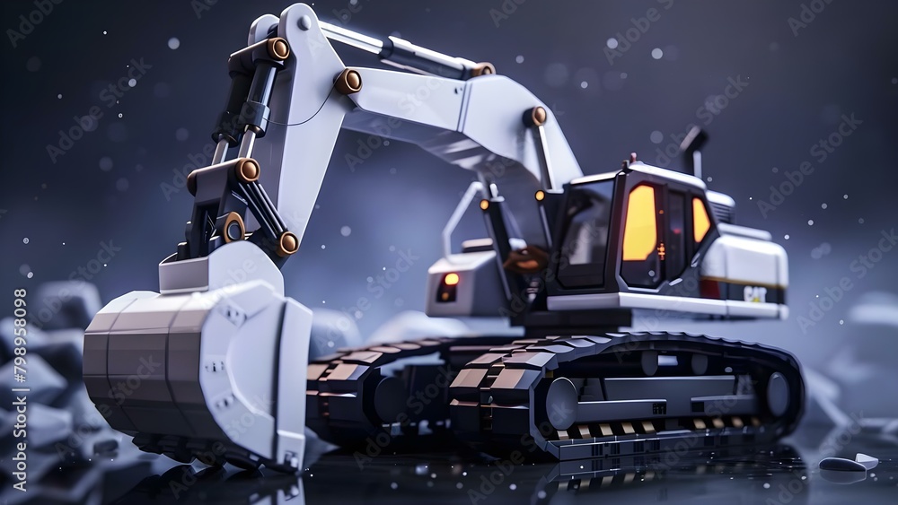 Design of a Standalone White Crawler Excavator with Extended Bucket for ...