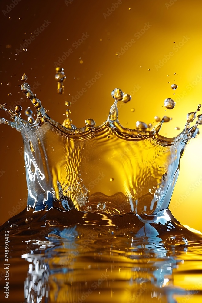 Generative AI : A clear and bright medium yellow water splash forms ...