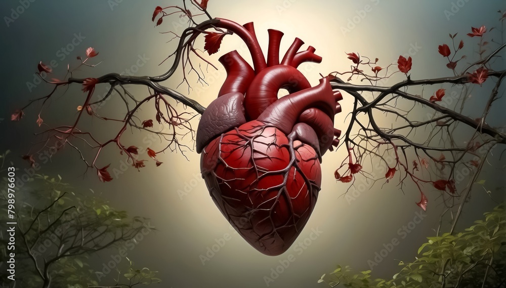Human Heart with a Cardiovascular System Overgrown with Thorns. Heart ...