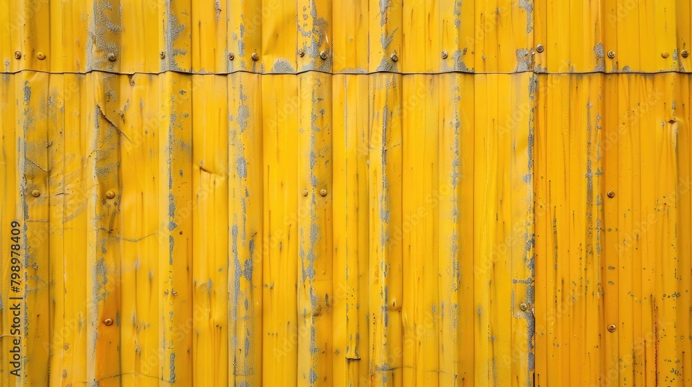 Modern yellow corrugated iron panels resembling metal decking Texture ...