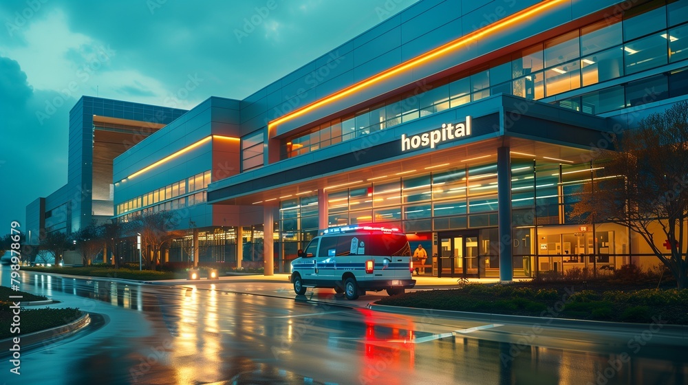 modern hospital exterior with a prominent, Ai generate Stock ...