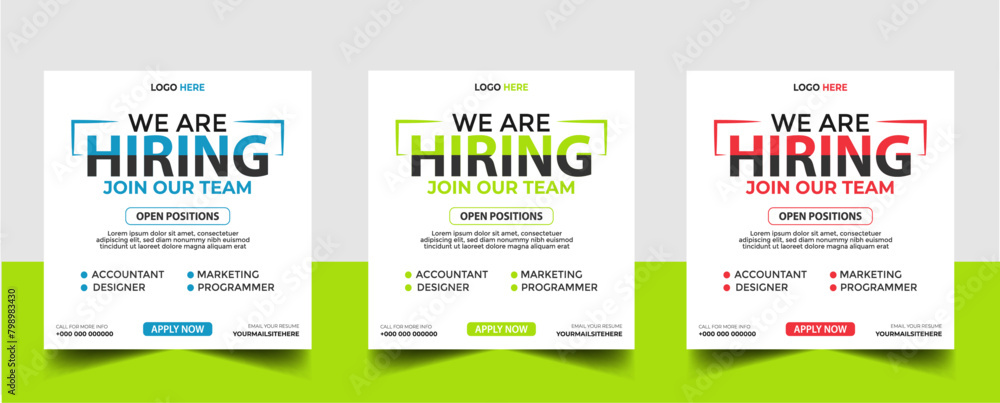 Hiring recruitment open job vacancy design vector social media post ...