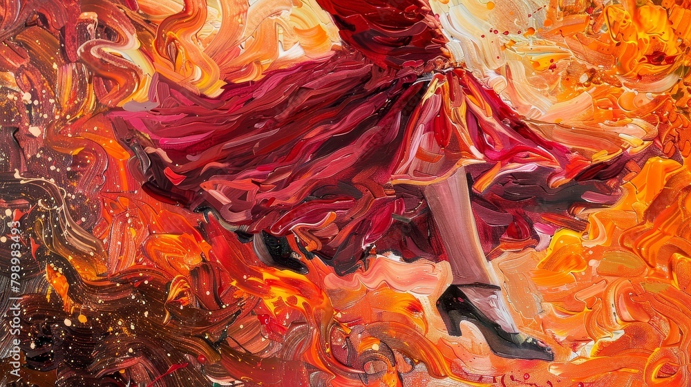Capture the essence of Flamenco Dance using vibrant acrylic colors in a ...