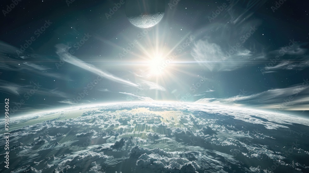 Realistic meteorite images In the middle of a bright sky Sunlight has ...