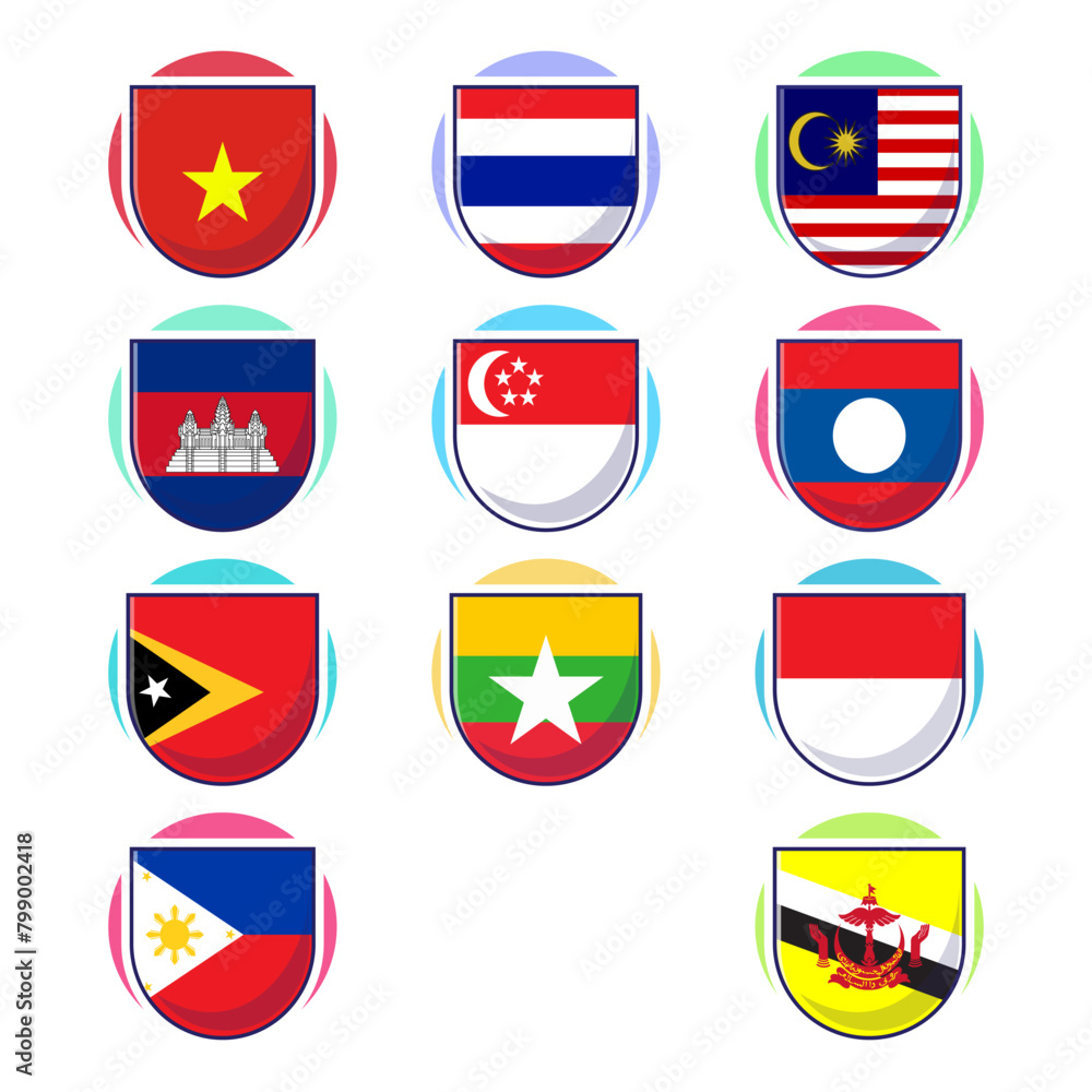 Cute cartoon vector illustration of Southeast Asian countries flag icon ...