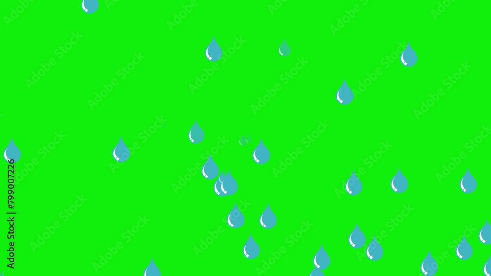 Rainwater animation on green screen. Cartoon illustration of rainwater ...