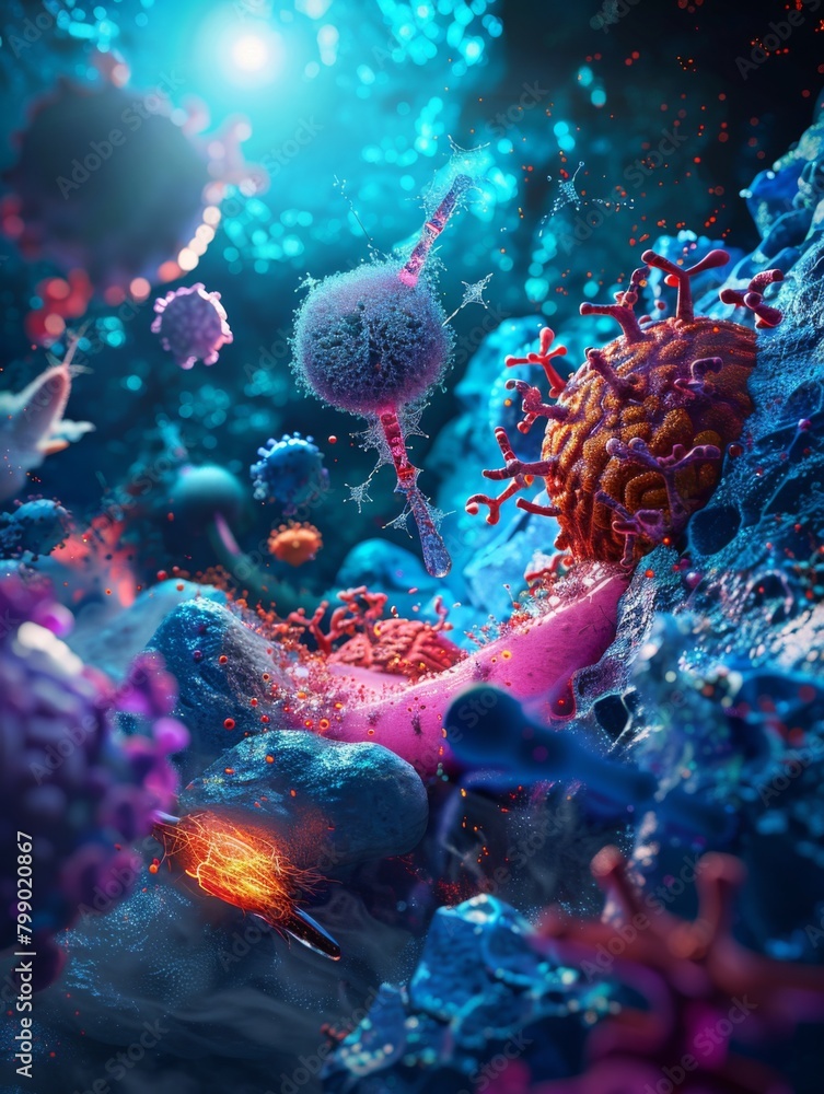 An artistic depiction of an immune response, highlighting targeted ...