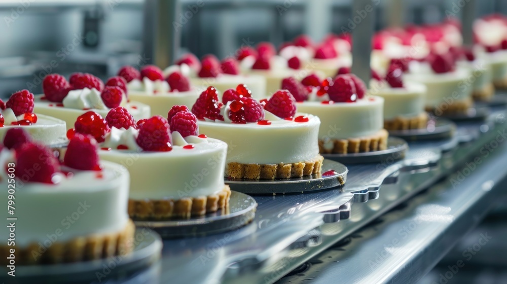 Conveyor production of Cheesecake, modern technologies. Stock Photo ...
