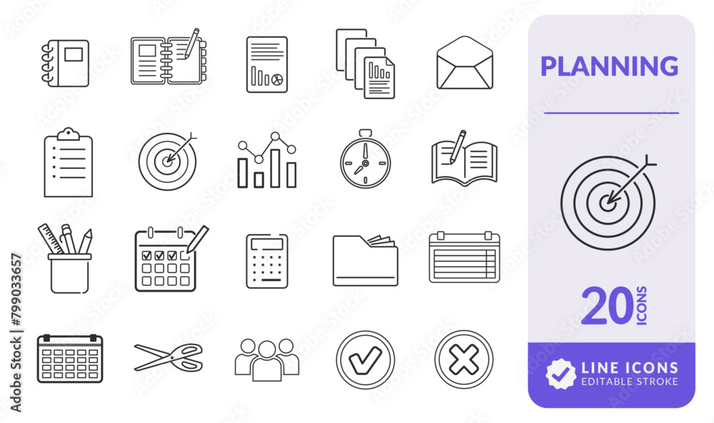 Editable line planning icon sets control target results organization ...