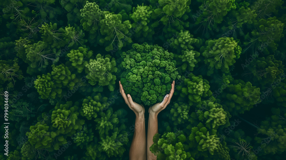 Hands holding green earth, protect the environment, esg, prevent ...