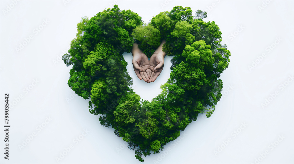 heart made of green forest, protect the environment, esg, prevent ...