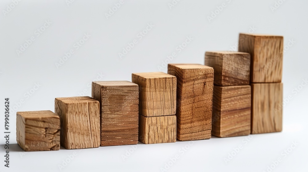 A bar graph created from wooden blocks, illustrating growth in ...