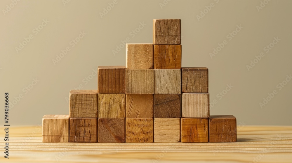 A bar graph created from wooden blocks, illustrating growth in ...
