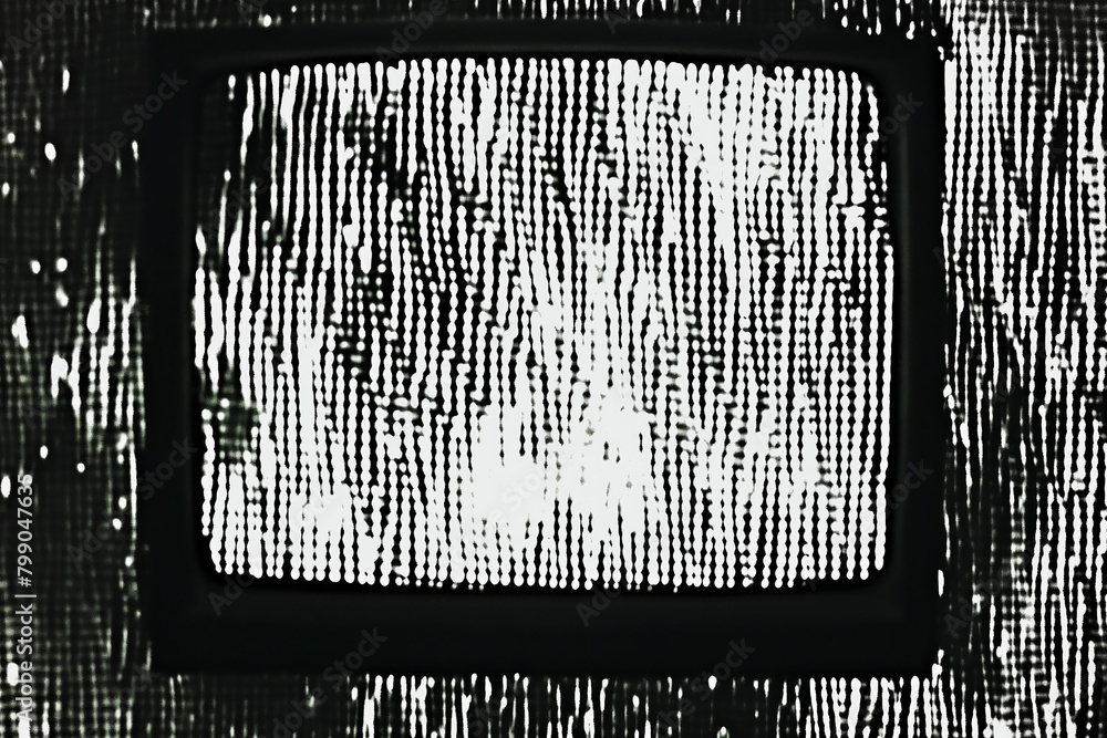 white noise in and outside an old television screen, visual distortion ...