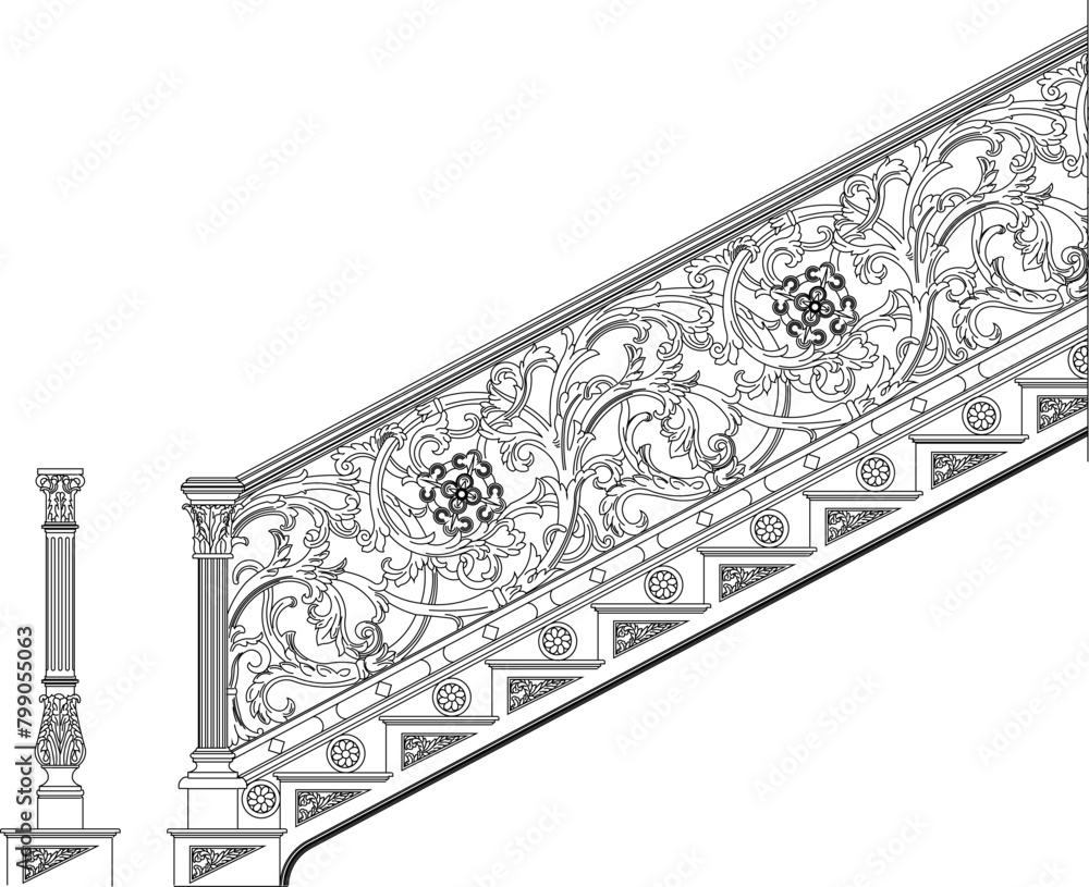 Detailed vector sketch illustration of old classic vintage ethnic ...