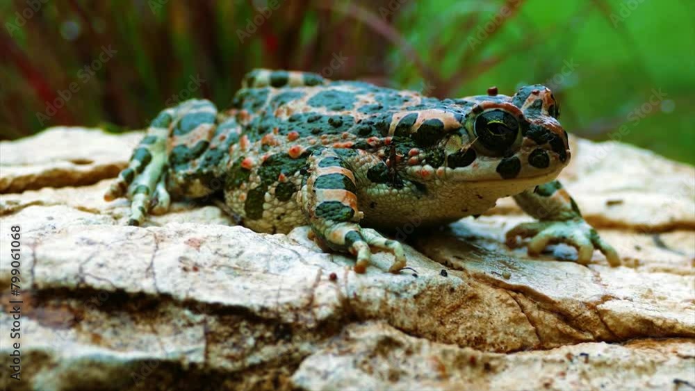Frog crying. One European frog in water. Pelophylax lessonae calling ...