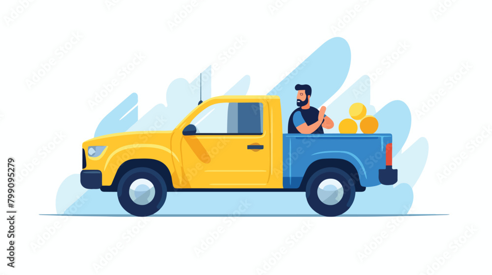 Pickup car. Pick-up auto with driver. Person drivin Stock Vector ...